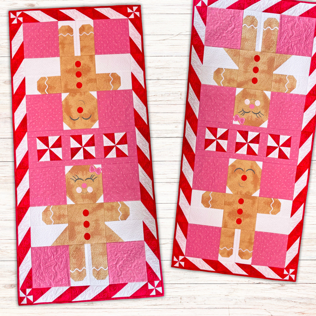 In-the-Hoop Gingerbread Machine Embroidery Table Quilt - PicklePie Designs