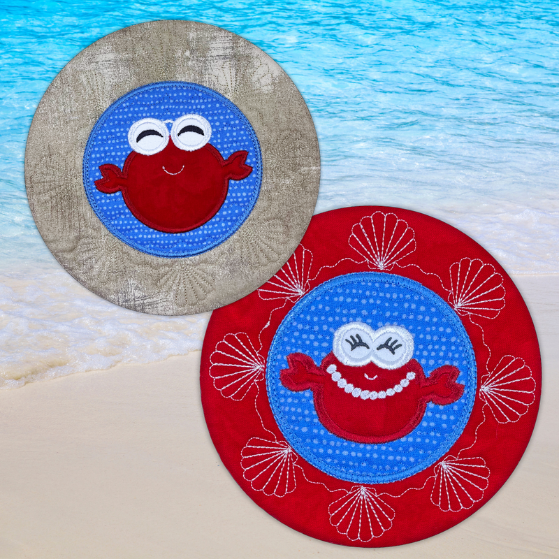 Seaside Sweeties Crab Multi Mats In-the-hoop Machine Embroidery ...