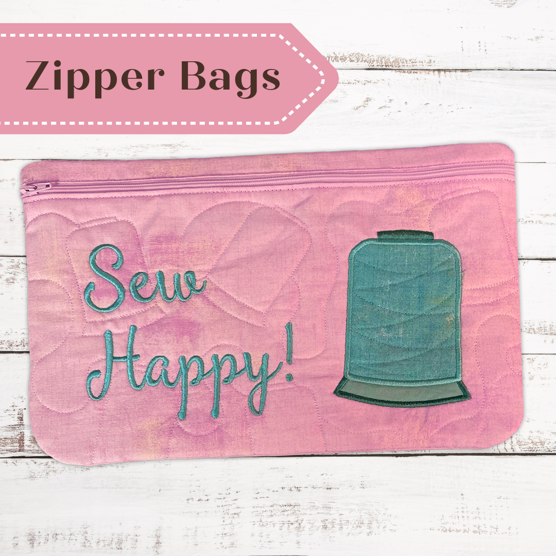 Sew Happy Zipper Cases In The Hoop Machine Embroidery - PicklePie Designs